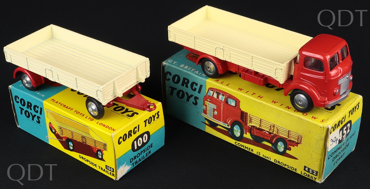 Corgi Toys 452 Commer Dropside Lorry & 100 Dropside Trailer - QDT