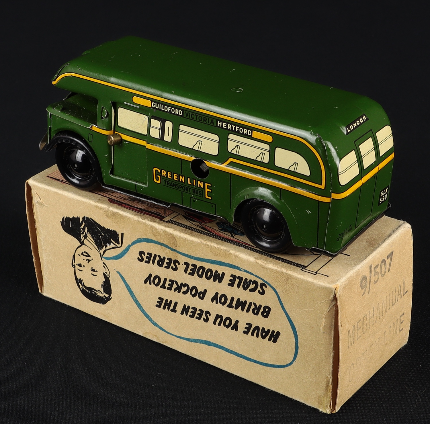 Brimtoy 'Pocketoy' 9/507 Mechanical Single Deck 'Green Line' Half Cab ...